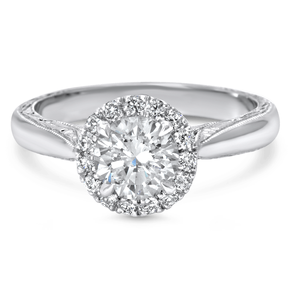 Hand Engraved Halo Ring Engagestudio